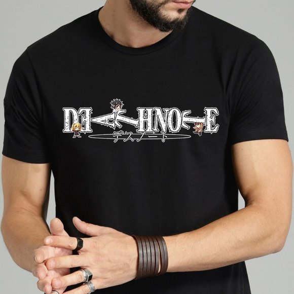 Gildan | Shirts | Death Note Logo Chibi Character Black Anime Tshirt ...